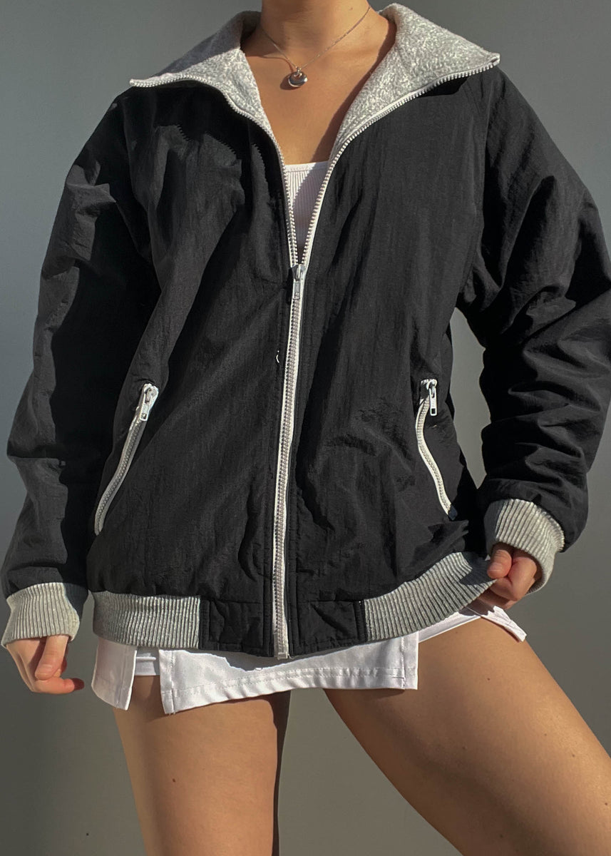 90's Black & Gray Bomber (M-L) – Retro and Groovy