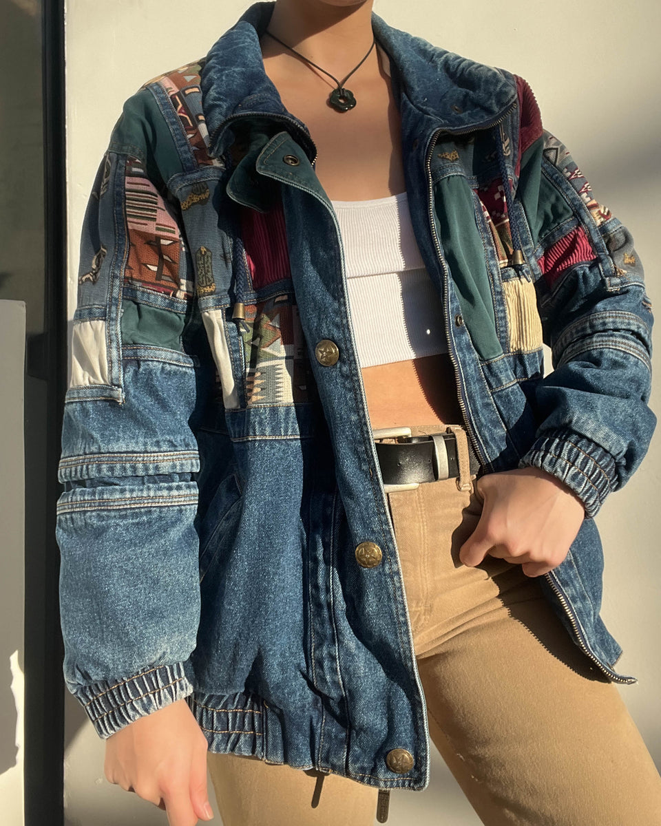 Vintage Patchwork Denim Jacket (S) – Retro and Groovy
