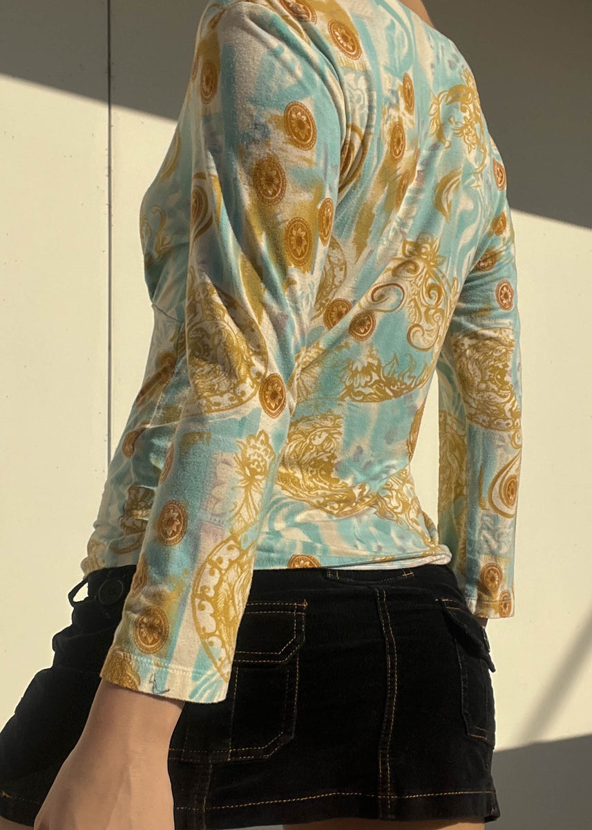 Y2k Aqua Print Top (S) – Retro and Groovy