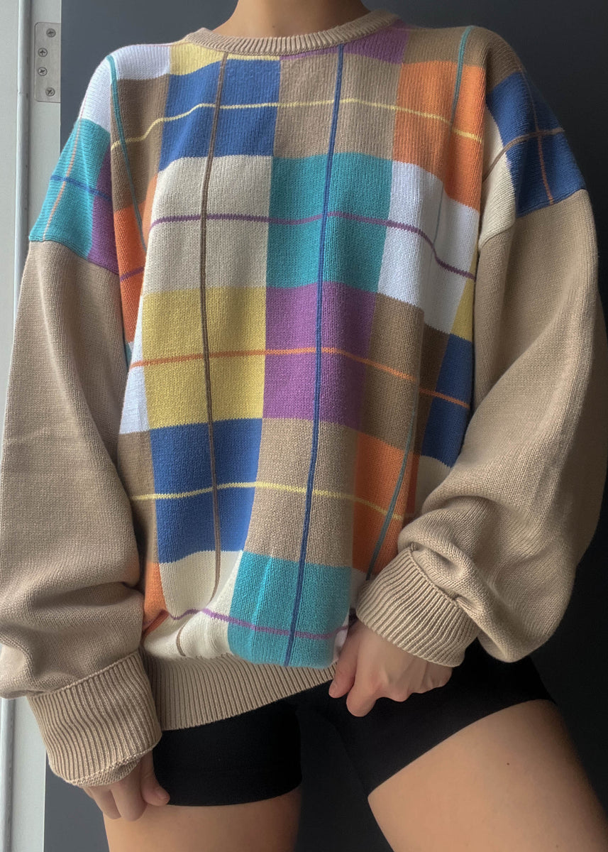 90's Square Grid Sweater (L) – Retro and Groovy