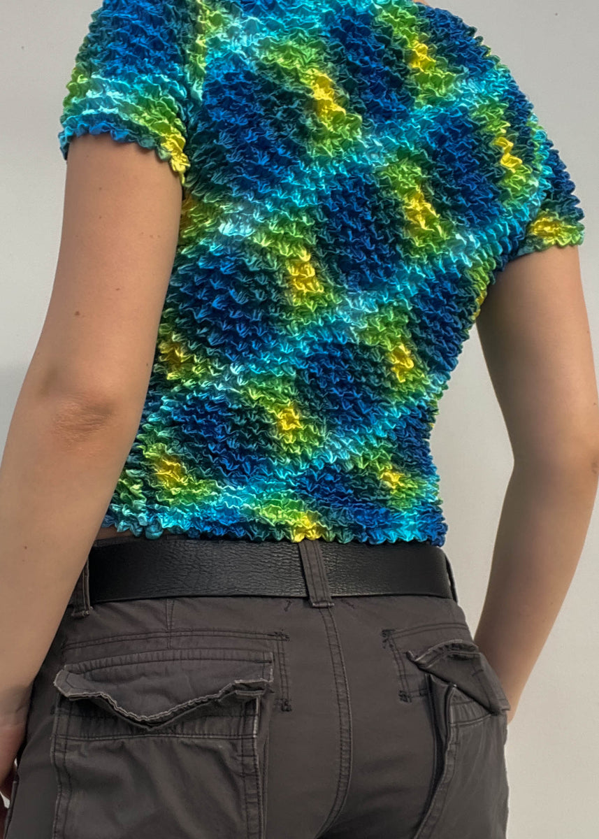 Kiera Printed Scrunch Top (S) – Retro and Groovy