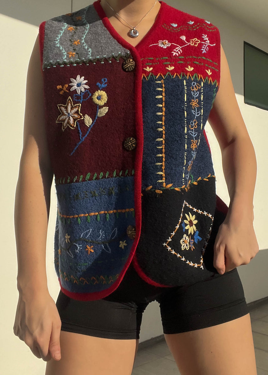 80's Patchwork Flower Vest (L-XL) – Retro and Groovy