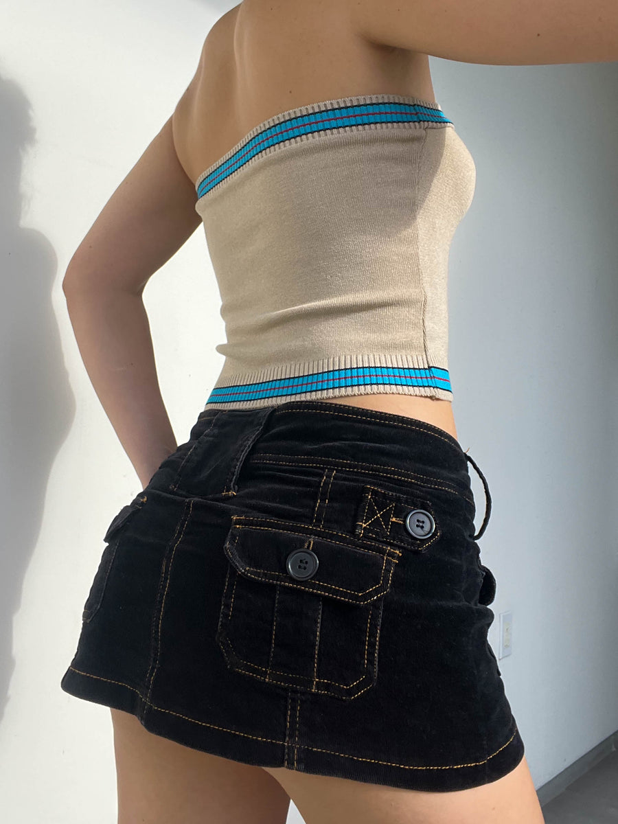 Y2k Stripe Trim Knit Tube Top (S) – Retro and Groovy