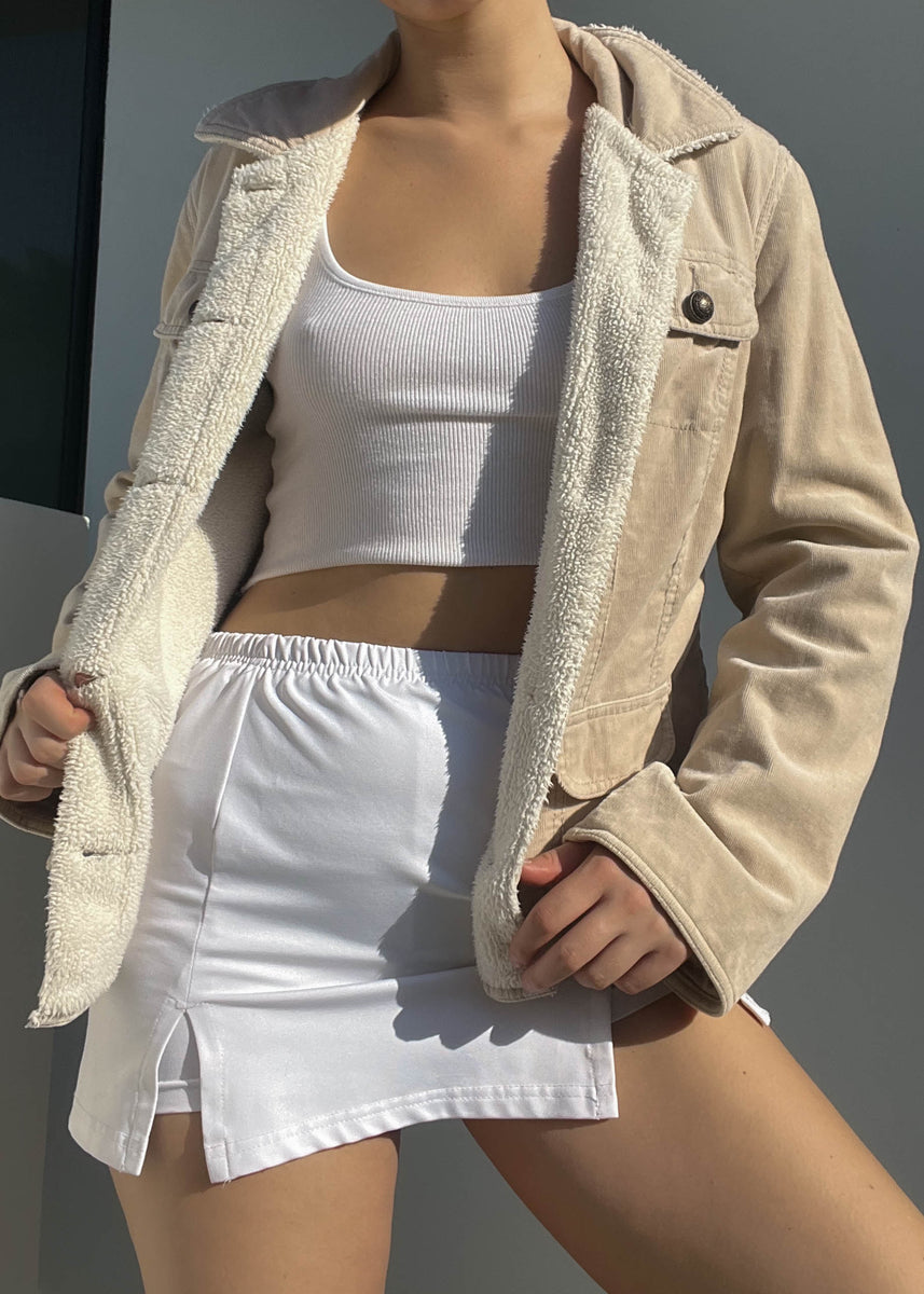 Y2k Beige & Cream Cord Jacket (M) – Retro and Groovy