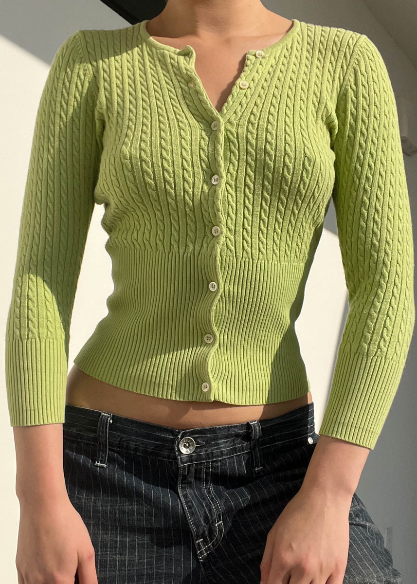 2000's Lime Knit Cardi Top (S) – Retro and Groovy