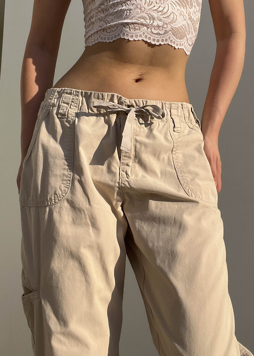 Y2k Tan Baggy Drawstring Cargo Pants (M) – Retro and Groovy