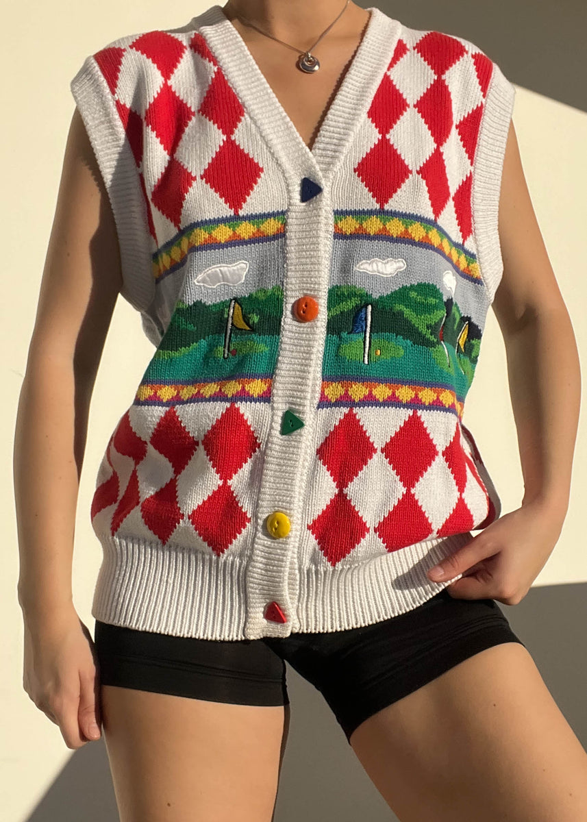 80's Rainbow Golf Vest (M) – Retro and Groovy