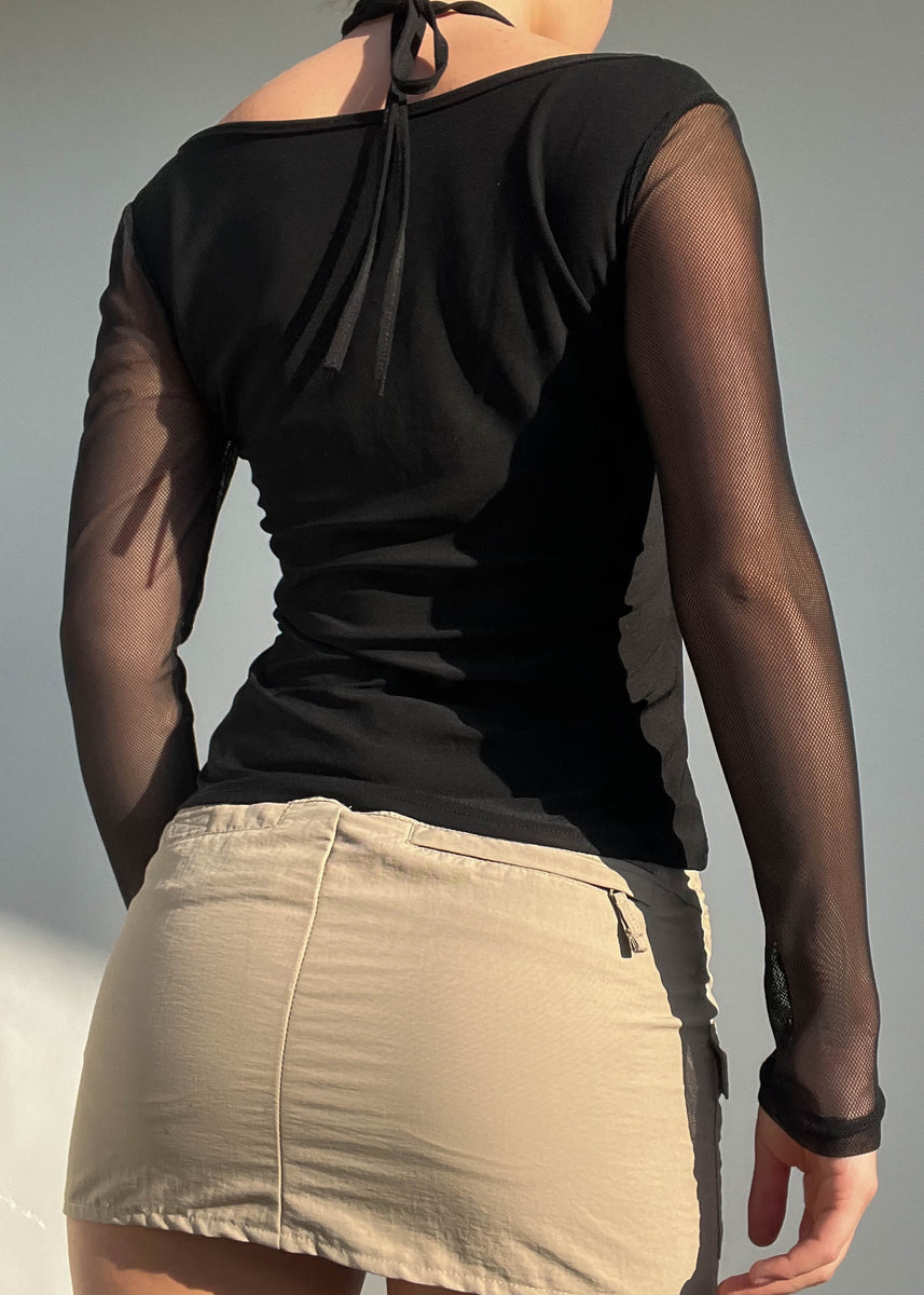 Y2k Layered Halter Mesh Long Sleeve (M) – Retro and Groovy
