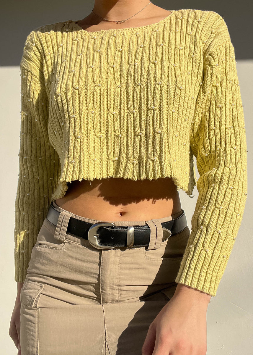 Pastel Chartreuse Pearl Knit (S) – Retro and Groovy