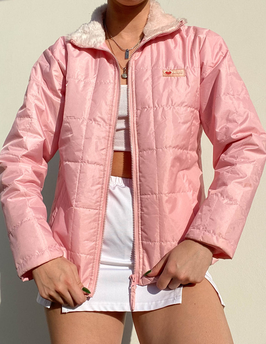 Y2k Pink Fuzzy Collared Jacket (S) – Retro and Groovy