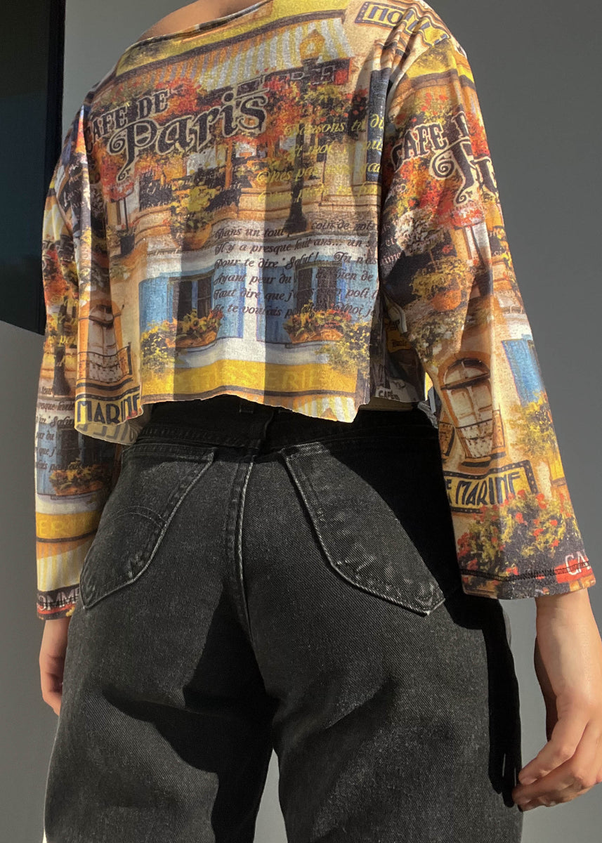 Café in Paris Y2k Graphic Top (S-L) – Retro and Groovy