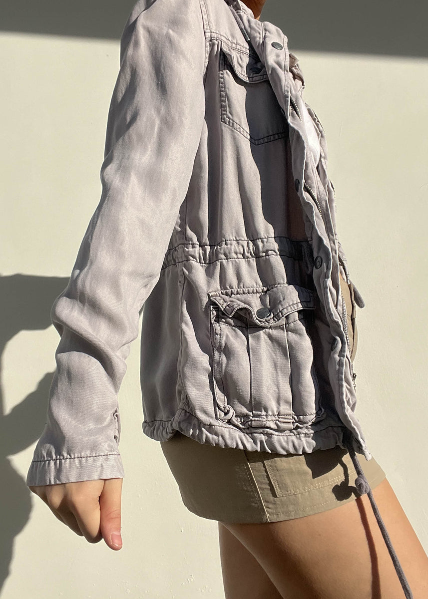 Y2k Gray Cargo Snap Jacket (S) – Retro and Groovy