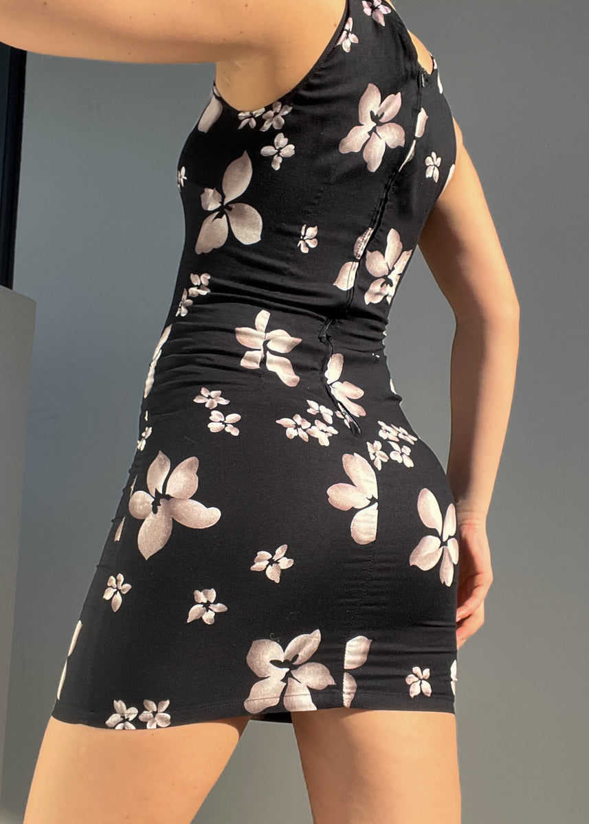 Floral Black 90's Mini Dress (S) – Retro and Groovy
