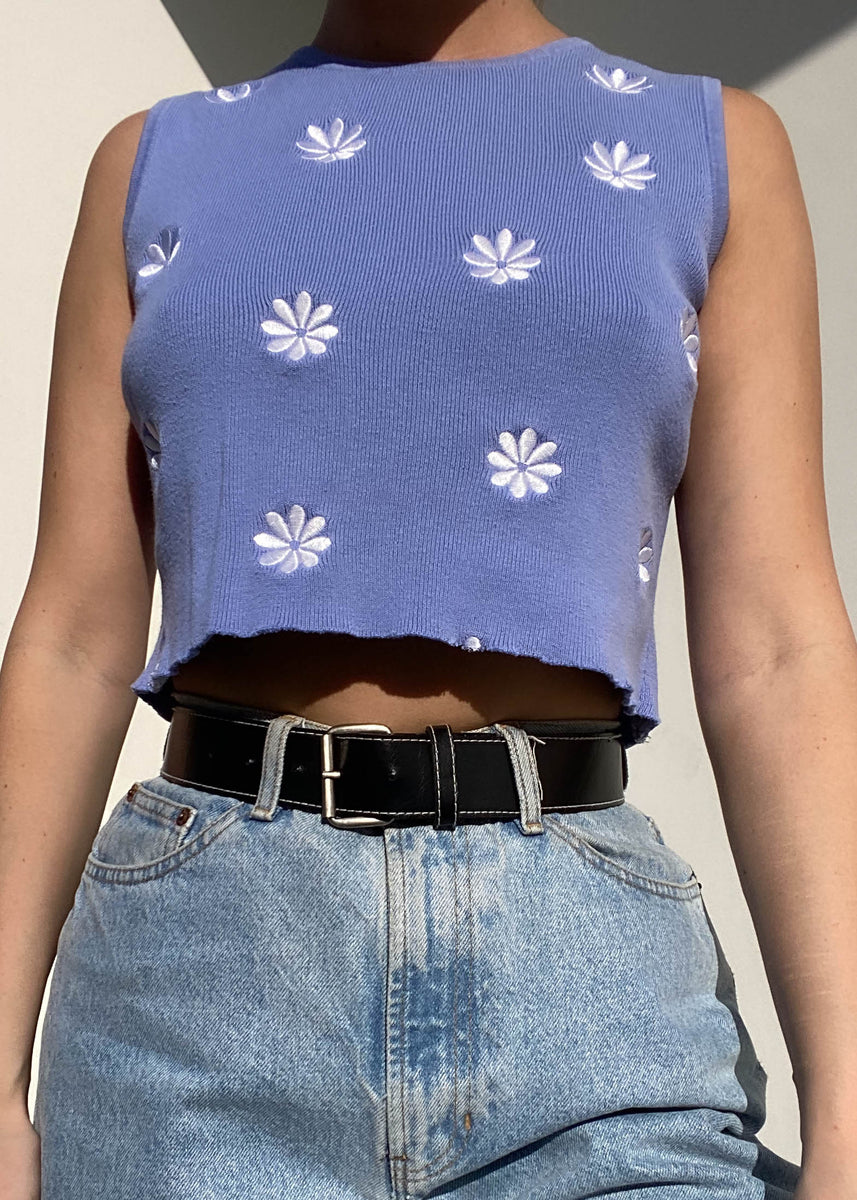90's Periwinkle Daisy Tank (S) – Retro and Groovy