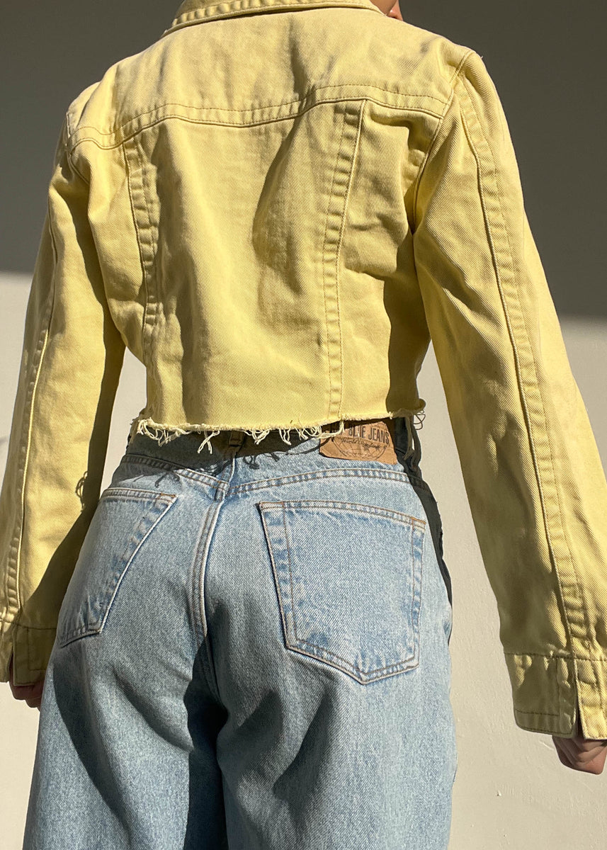 Pastel Yellow Denim Jacket (M) – Retro and Groovy