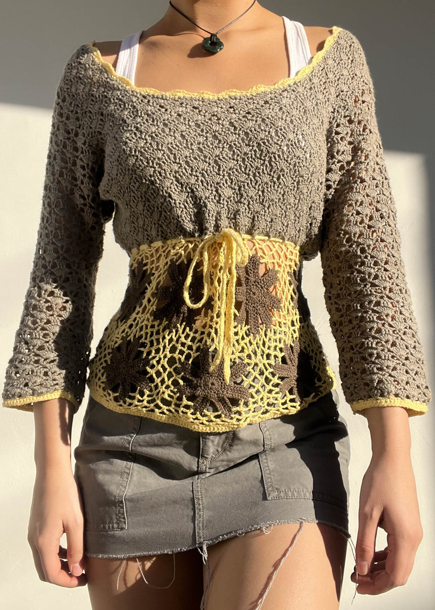Y2k Crochet Knit Top (M) – Retro and Groovy