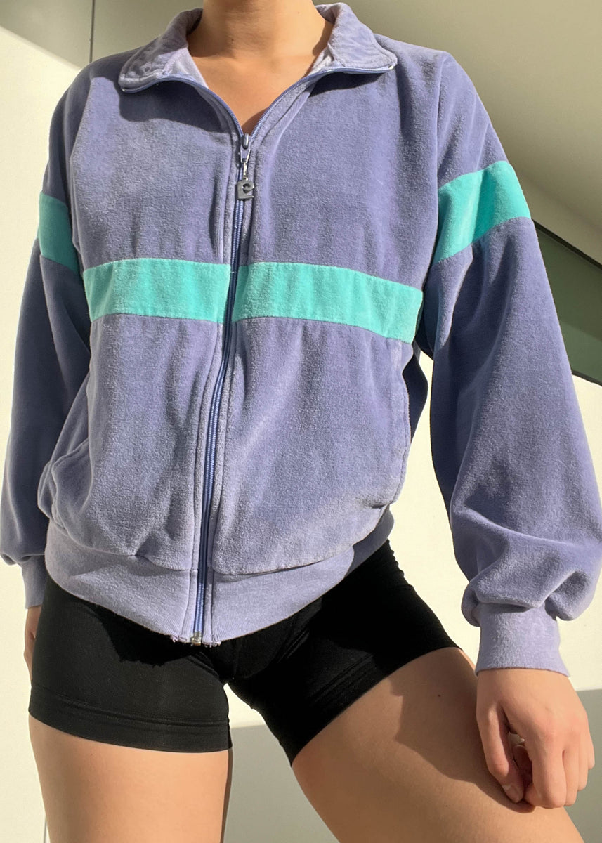 80's Periwinkle & Aqua Terry Cloth Jacket (M) – Retro and Groovy
